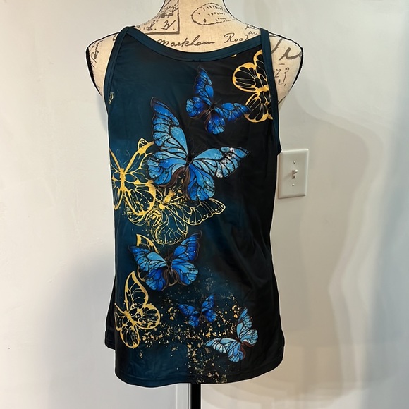 saukole | Tops | Butterfly Tank Top With Metal Accent | Poshmark